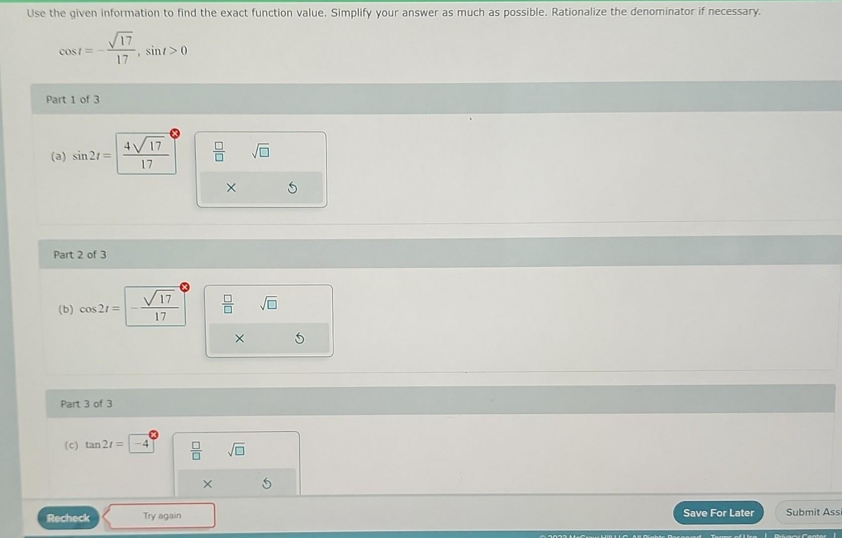 Solved Use The Given Information To Find The Exact Function