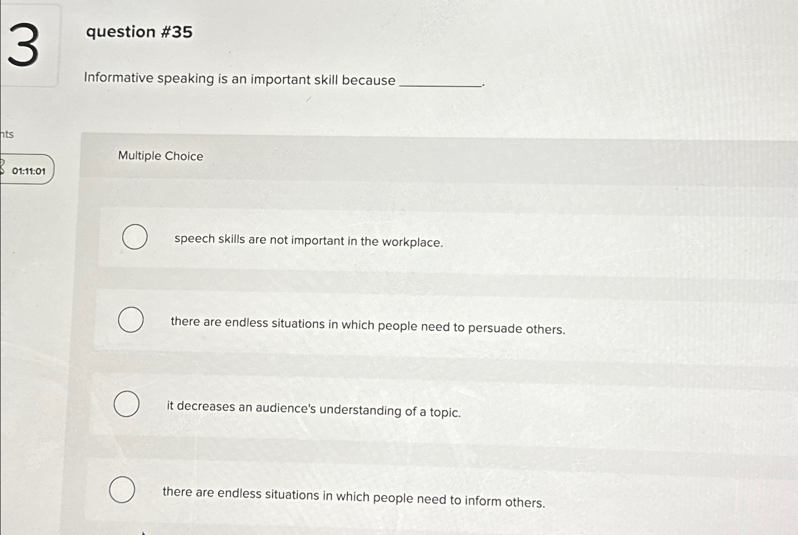 Solved question #35Informative speaking is an important | Chegg.com