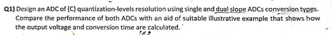 Solved Q1) Design an ADC of (C) quantization-levels | Chegg.com