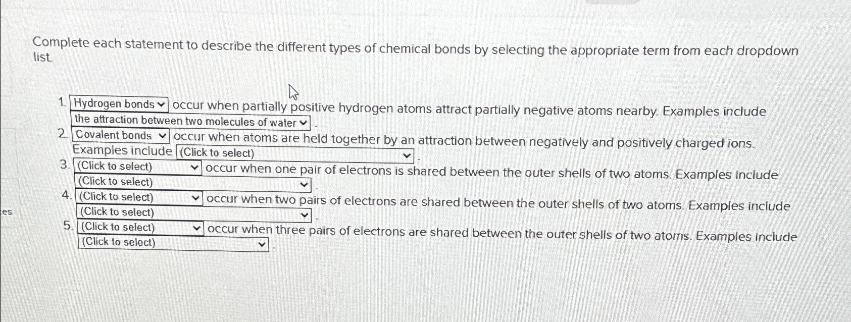 Solved Complete each statement to describe the different | Chegg.com
