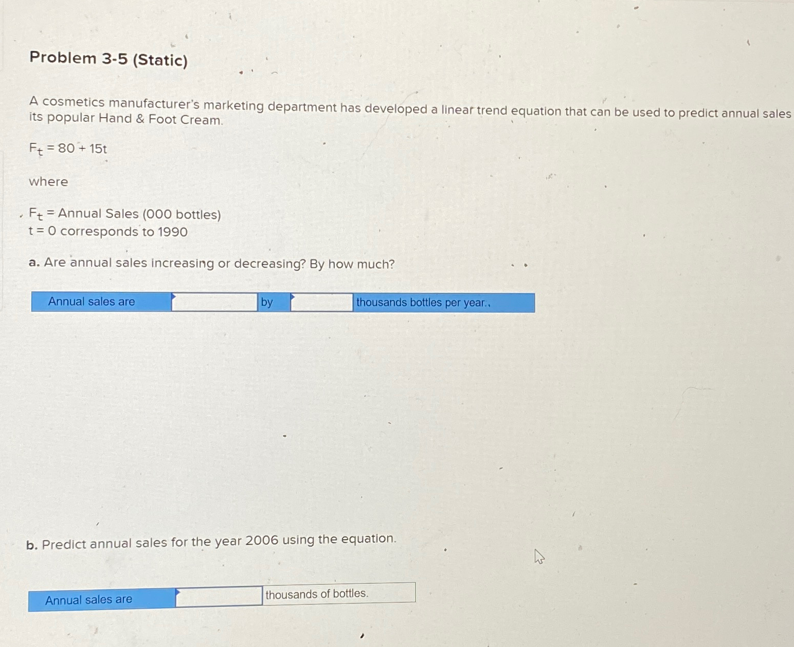 Solved Problem 3-5 (Static)A cosmetics manufacturer's | Chegg.com