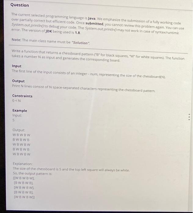 Solved Question The current selected programming language is | Chegg.com