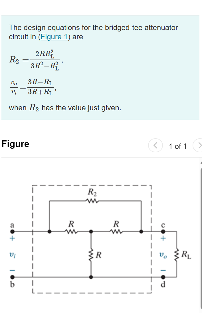 Solved The design equations for the bridged-tee | Chegg.com