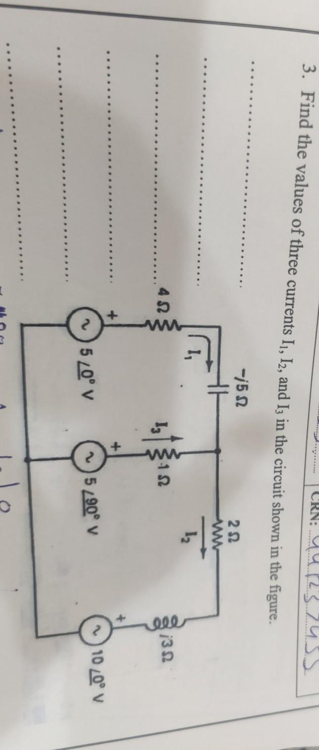 Solved 3. Find the values of three currents I1, I2, and lz | Chegg.com
