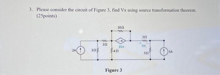 Solved 3. Please consider the circuit of Figure 3, find Vx | Chegg.com