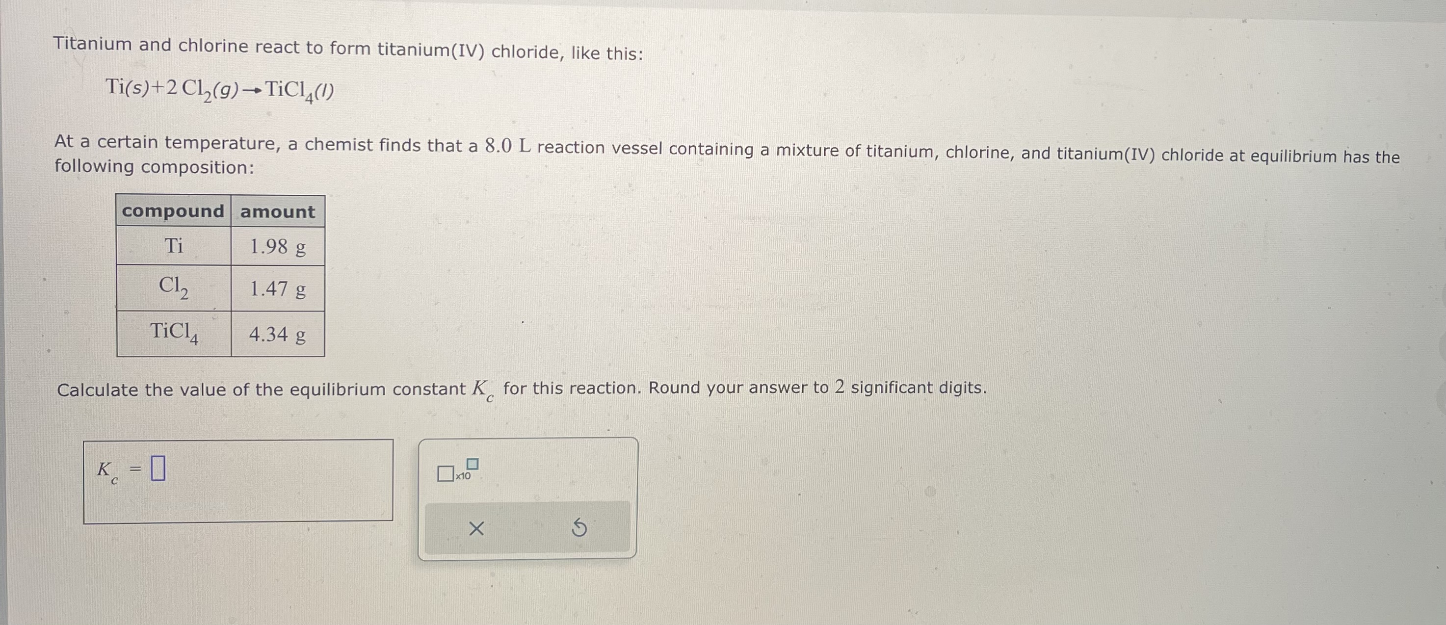 Solved Titanium and chlorine react to form titanium(IV) | Chegg.com