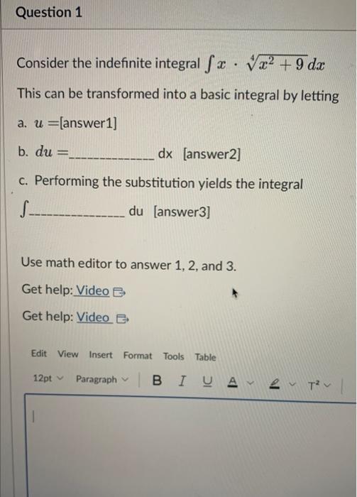 Solved Consider The Indefinite Integral ∫x⋅4x2 9dx This Can