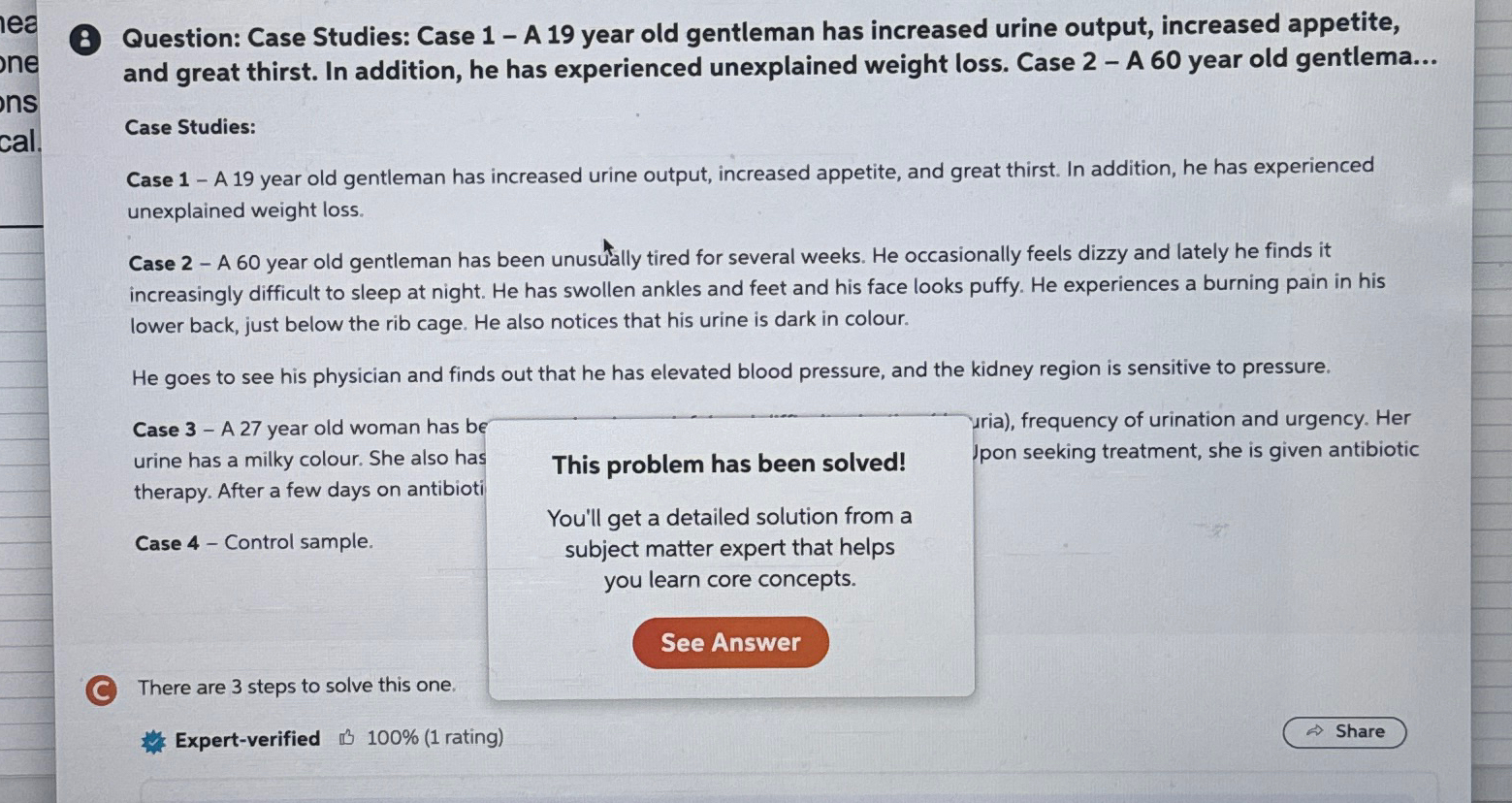 Solved 8 ﻿Question: Case Studies: Case 1 - ﻿A 19 ﻿year old | Chegg.com