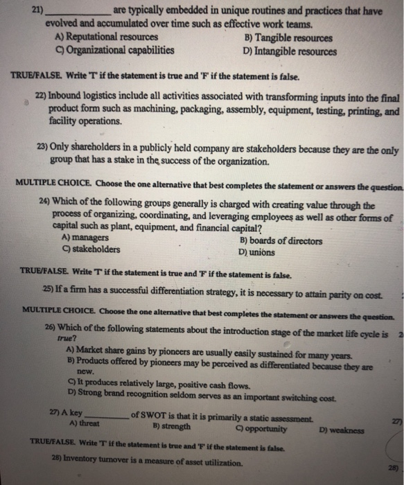 Solved 21) are typically embedded in unique routines and | Chegg.com