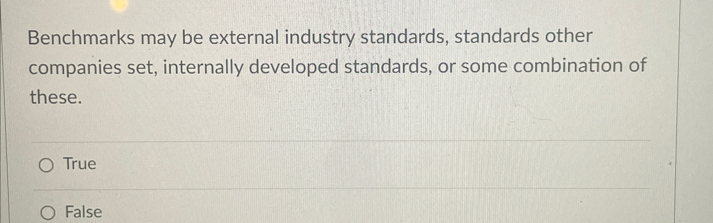 Solved Benchmarks may be external industry standards, | Chegg.com