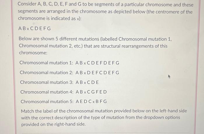 Solved the options for each chromosome mutation are | Chegg.com
