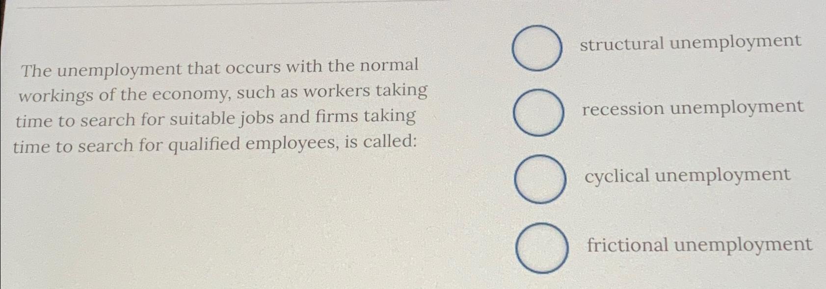 Solved The unemployment that occurs with the normal workings | Chegg.com