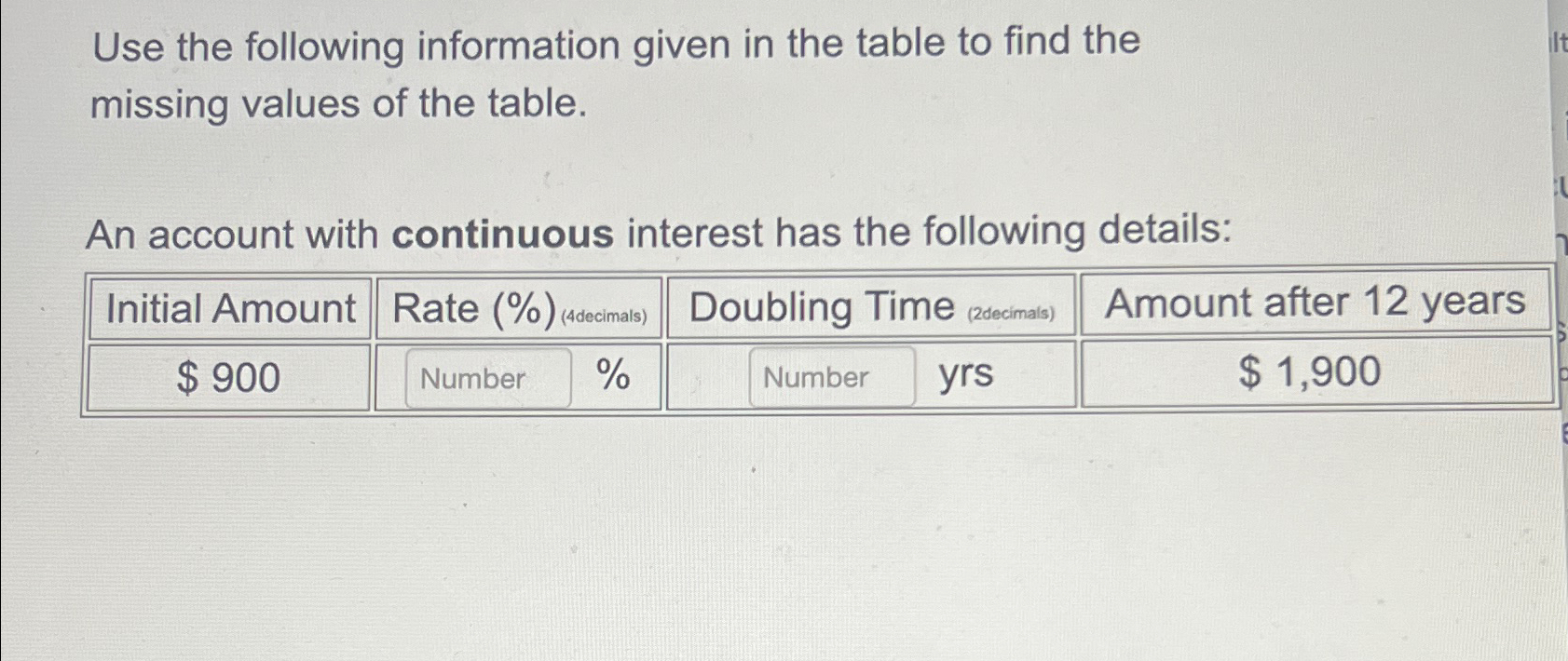 Solved Use the following information given in the table to | Chegg.com