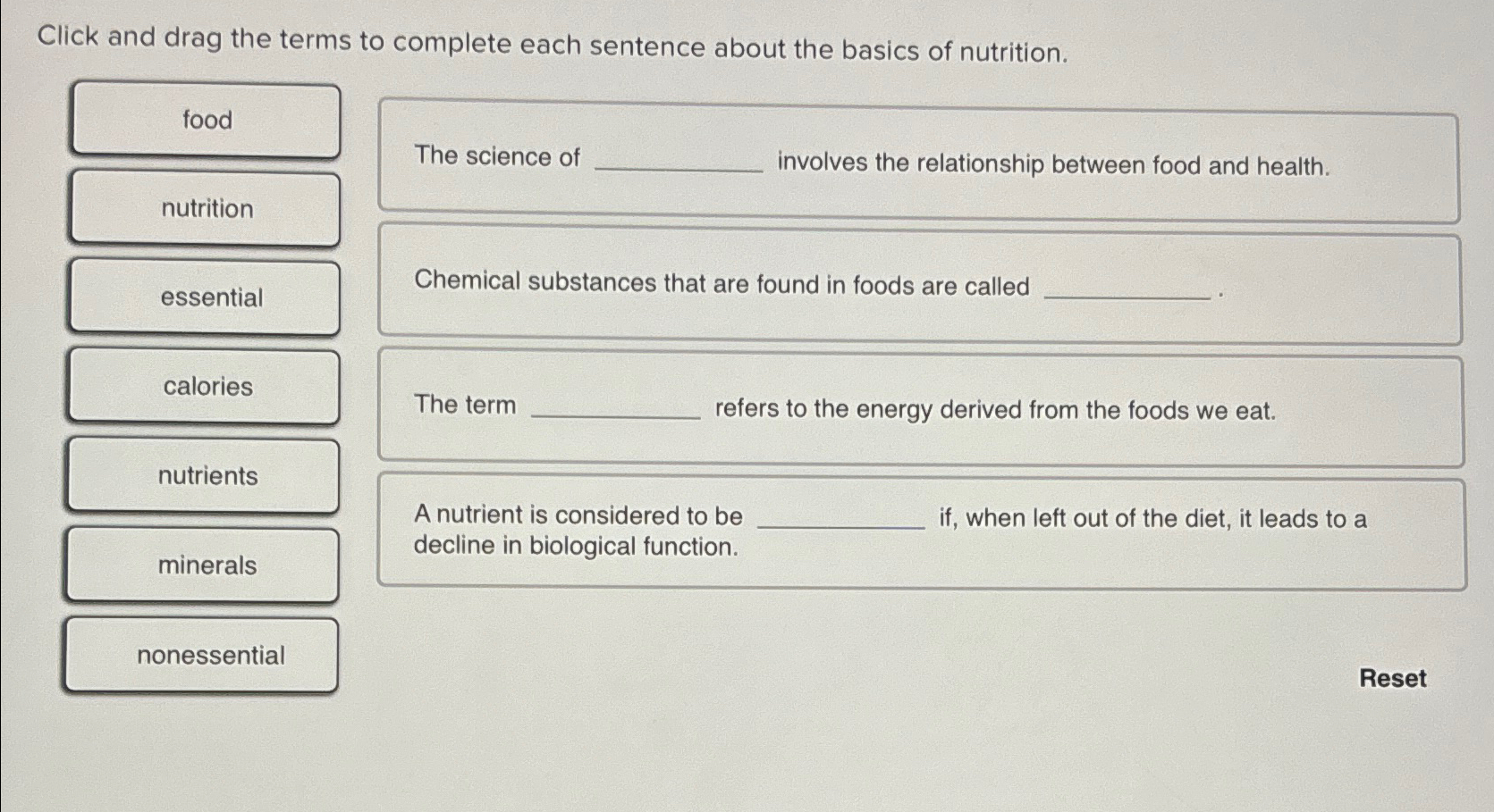 Solved Click and drag the terms to complete each sentence | Chegg.com