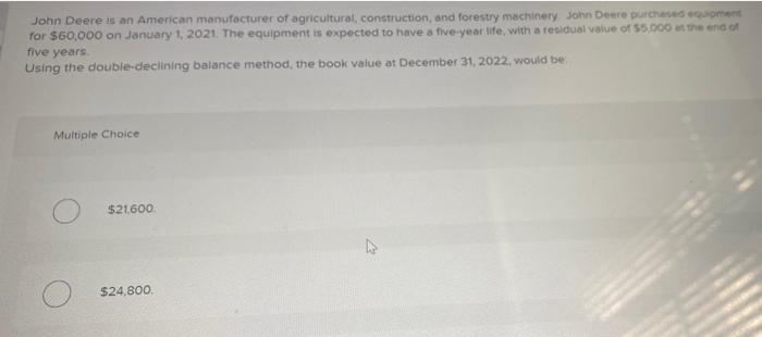 Solved John Deere is an American manufacturer of | Chegg.com