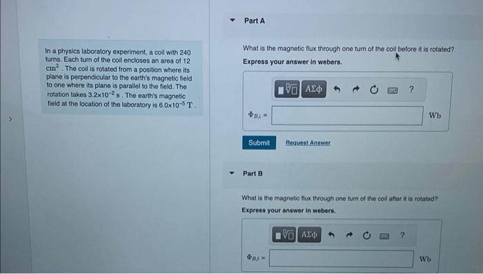 Solved In a physics laboratory experiment, a coil with 240 | Chegg.com