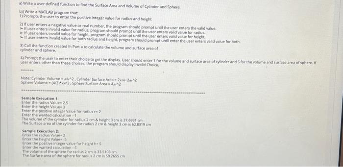 Solved aWrite a user defined function to find the Surface | Chegg.com