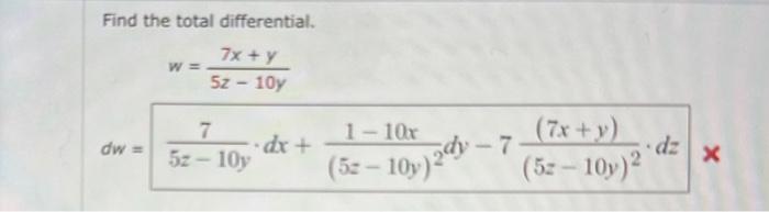 Solved Find the total differential. | Chegg.com