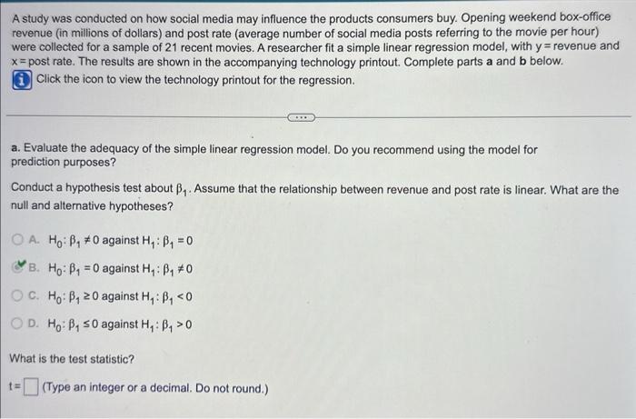 Solved Regression Output Regression of variable Revenue | Chegg.com