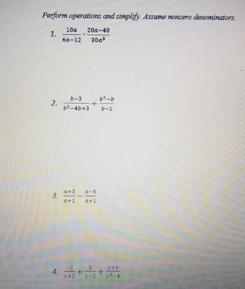 Solved Perform operations and simplify. Assume norezero | Chegg.com