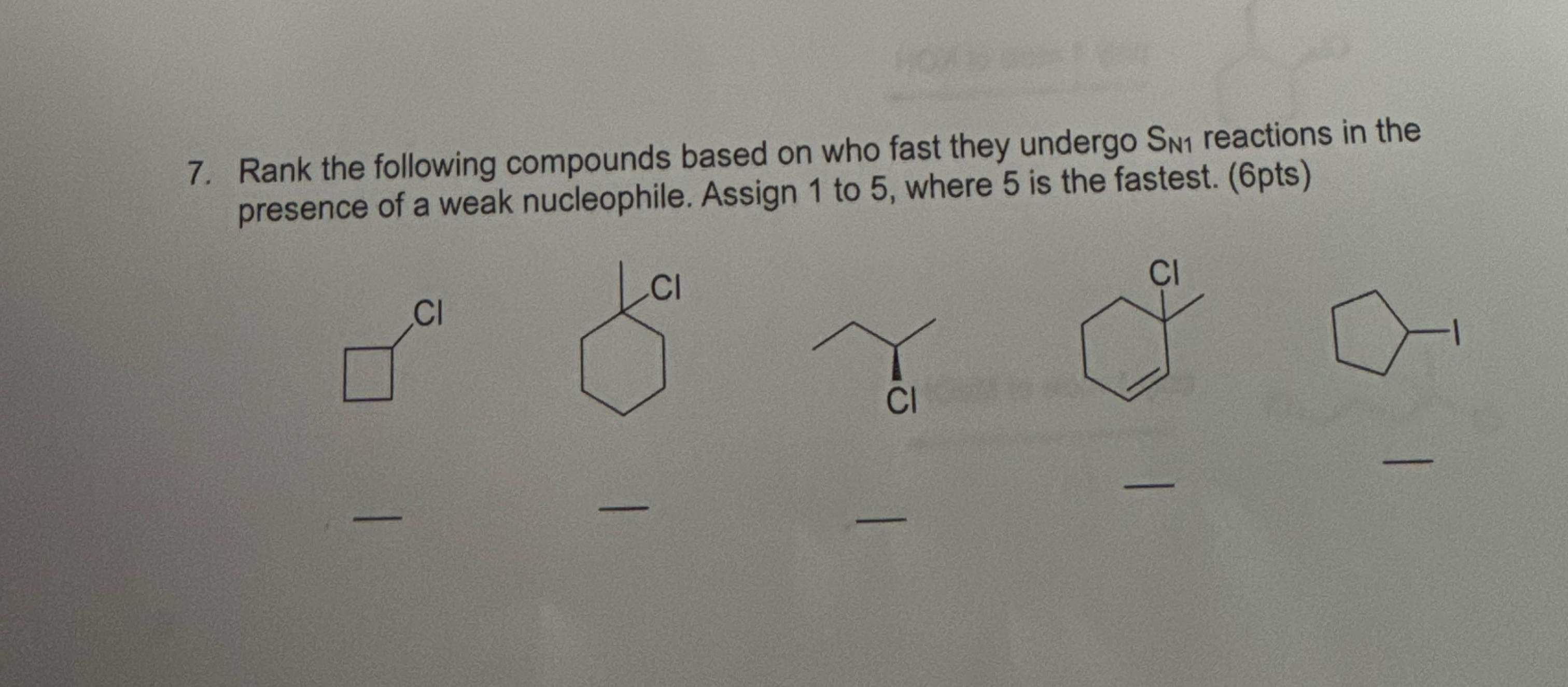 Solved by an EXPERT Rank the following compounds based on who fast they | Chegg.com