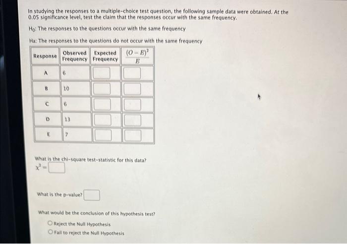Solved In studying the responses to a multiple-choice test | Chegg.com