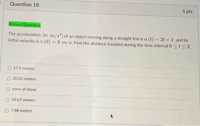 Solved The Acceleration In M S2 Of An Object Moving Along