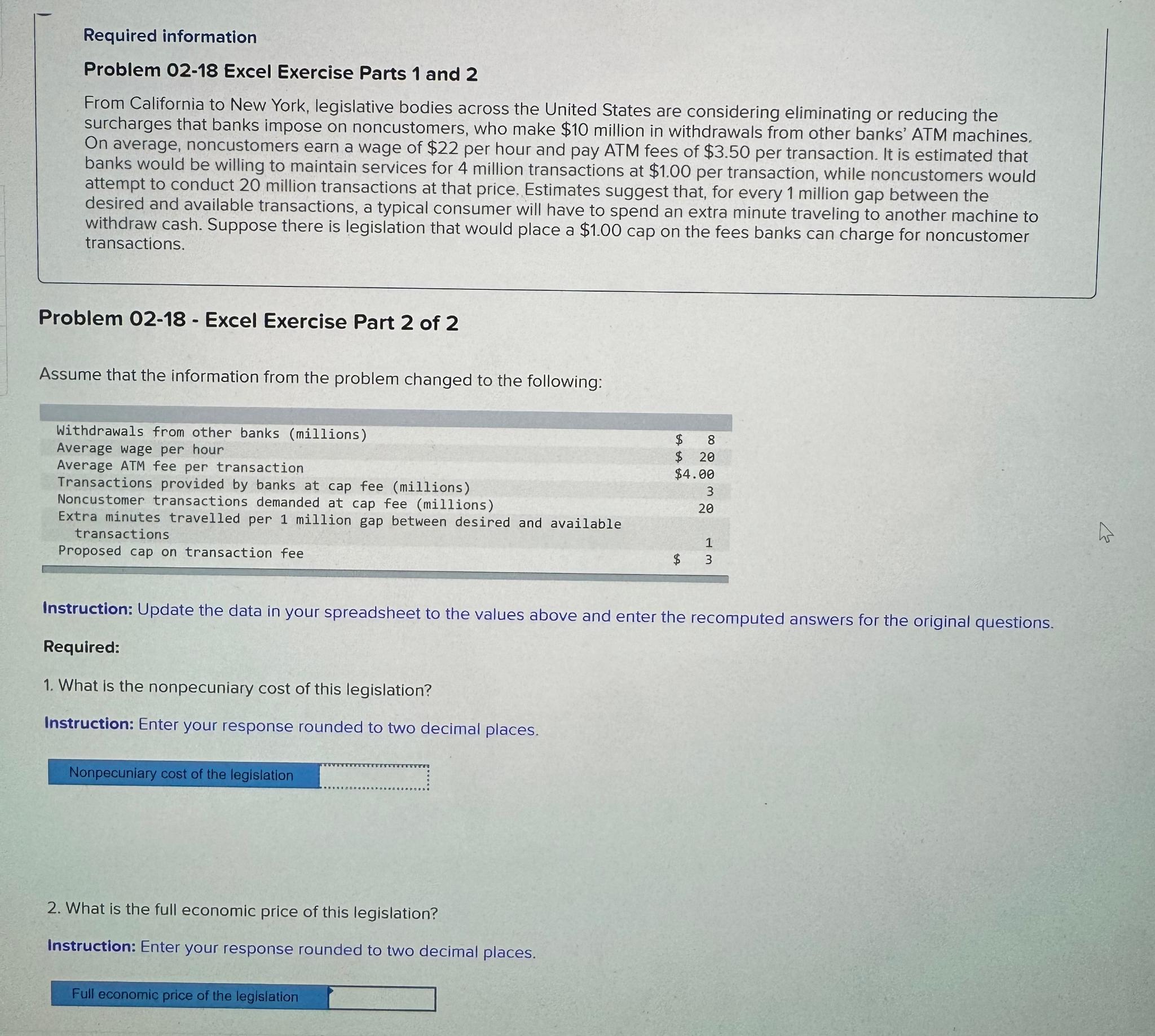 Solved Required informationProblem 02-18 ﻿Excel Exercise | Chegg.com