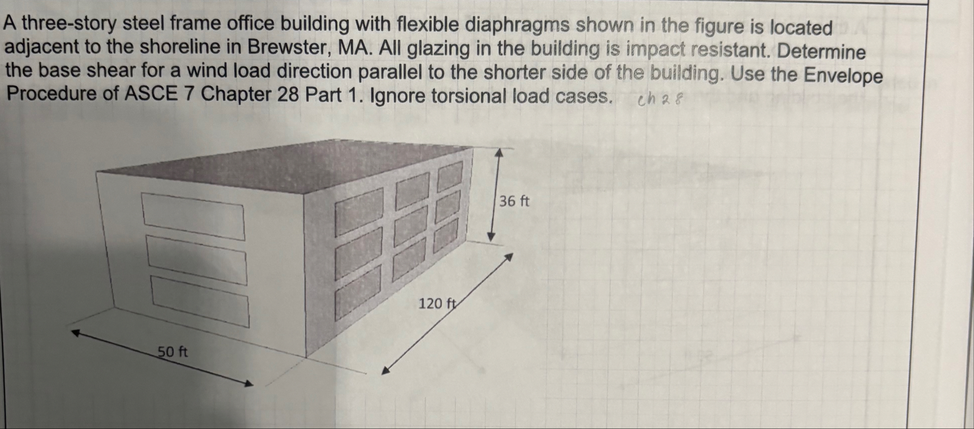 Solved A three-story steel frame office building with | Chegg.com