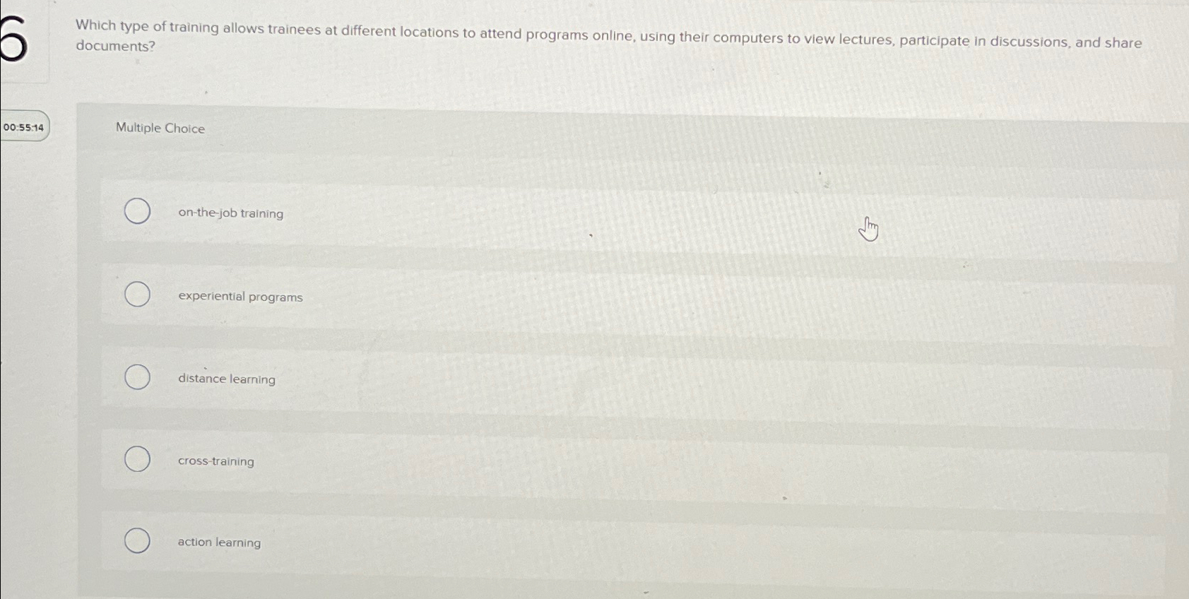 Solved Which type of training allows trainees at different | Chegg.com