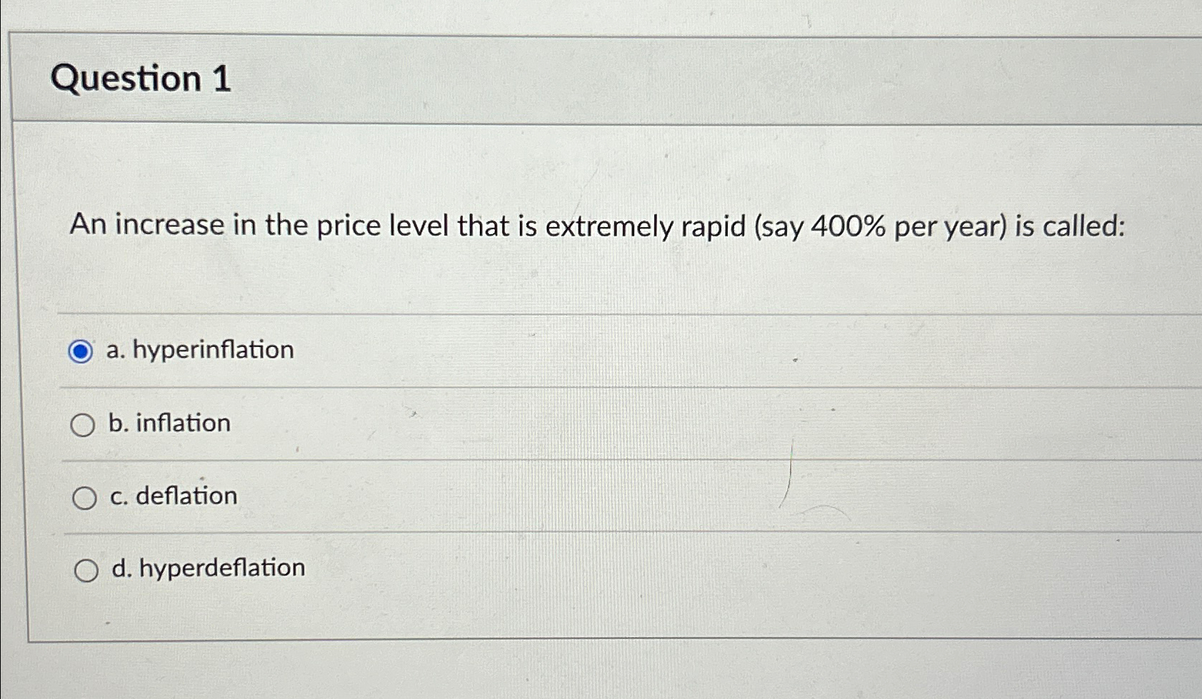 Solved Question 1An increase in the price level that is | Chegg.com