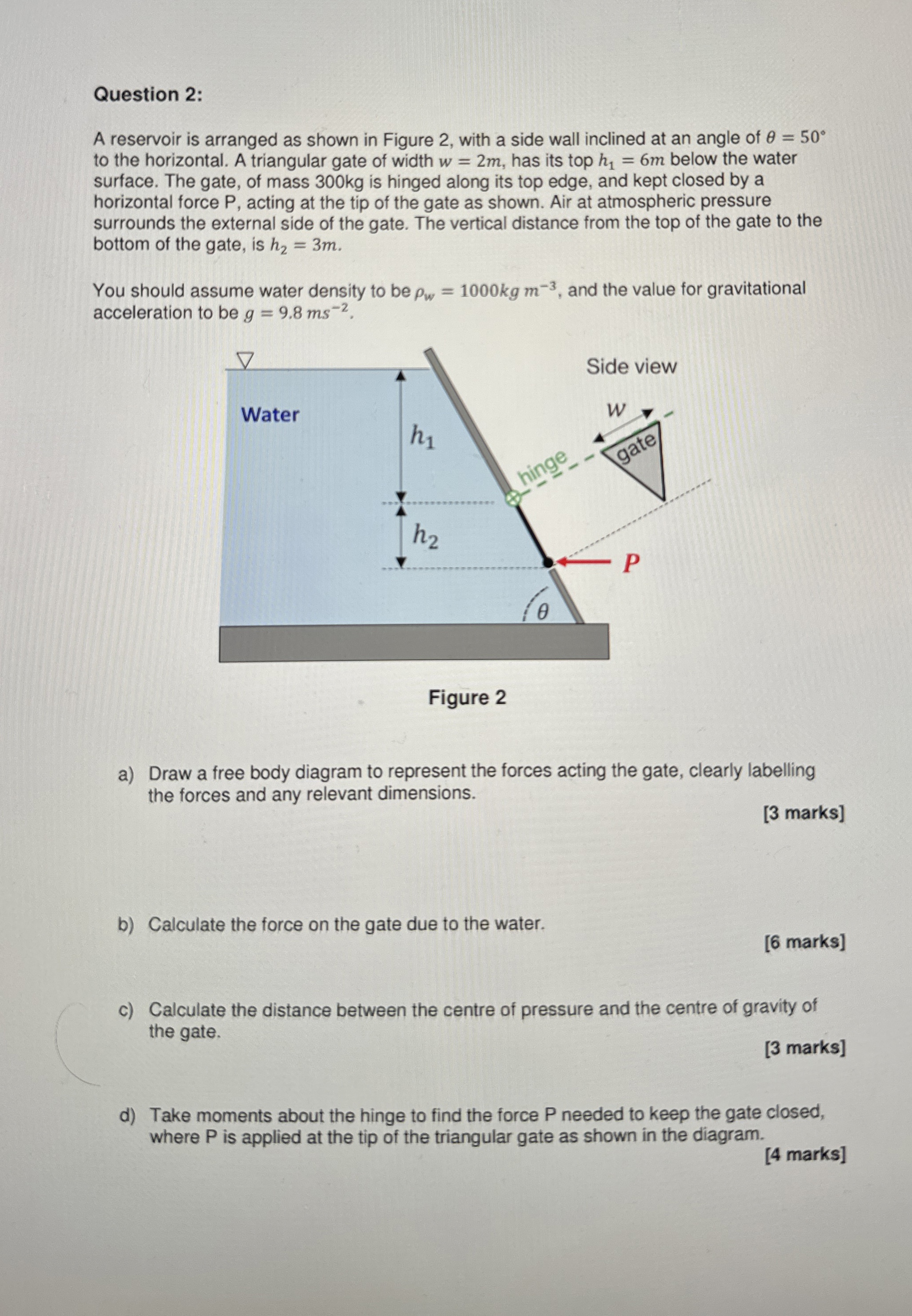 Solved Question 2:A reservoir is arranged as shown in Figure | Chegg.com