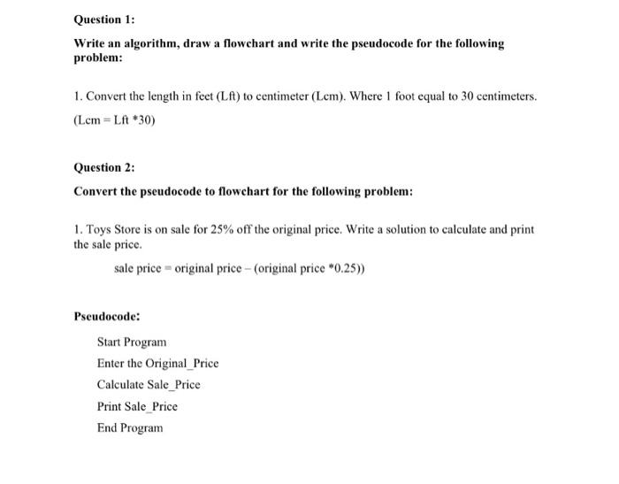Solved Write An Algorithm Draw A Flowchart And Write The 0185