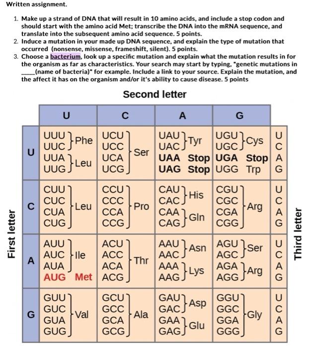 Solved Written assignment. 1. Make up a strand of DNA that | Chegg.com