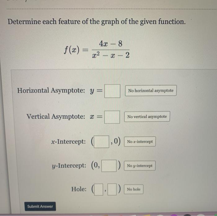 Solved Determine each feature of the graph of the given | Chegg.com