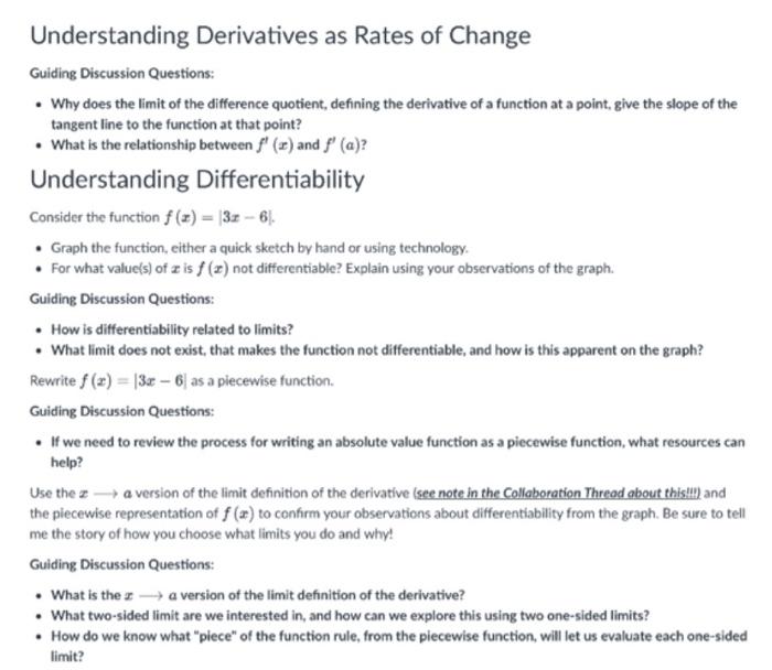 Solved Understanding Derivatives as Rates of Change Guiding | Chegg.com