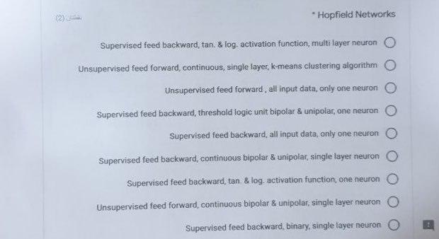 Solved 232 * Hopfield Networks Supervised feed backward, | Chegg.com