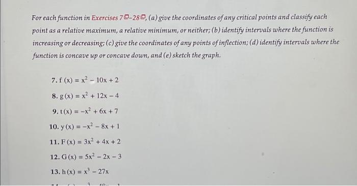 Solved For each function in Exercises 7 −28 ,(a) give the | Chegg.com