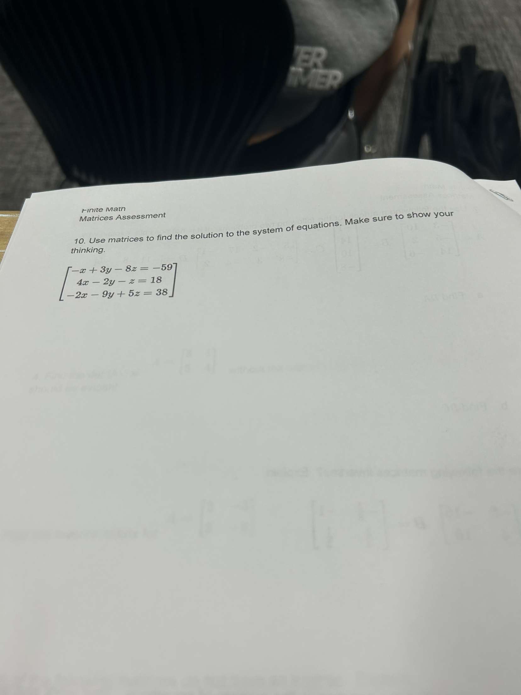 Solved Fimite MatnMatrices Assessment10. ﻿Use matrices to | Chegg.com