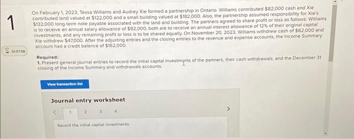 Solved On February 1,2023, Tessa Wiltiams and Audrey Xie | Chegg.com