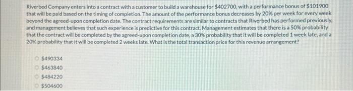 Solved Riverbed Company enters into a contract with a | Chegg.com