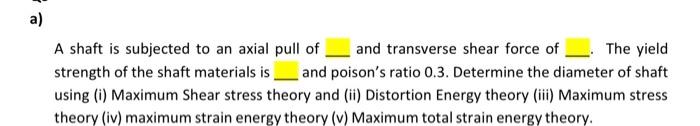 Solved A shaft is subjected to an axial pull of and | Chegg.com