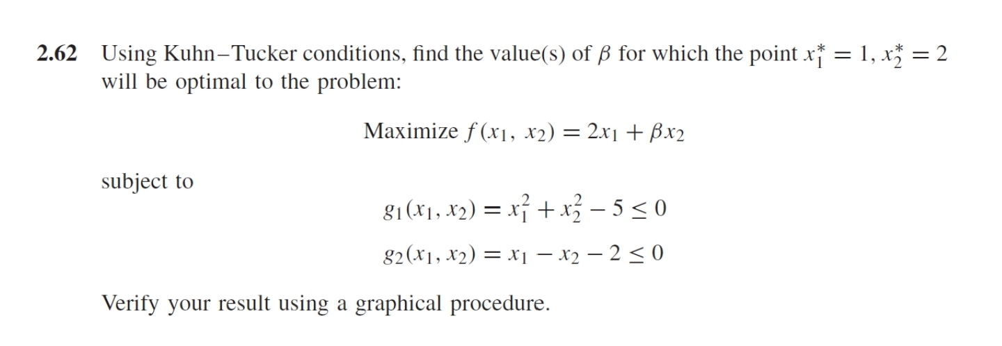 Solved 2.62 ﻿Using Kuhn-Tucker conditions, find the value(s) | Chegg.com