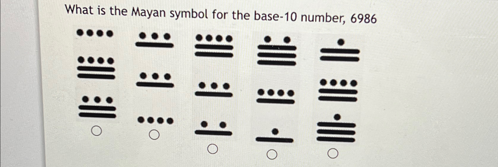 Solved What is the Mayan symbol for the base- 10 ﻿number, | Chegg.com