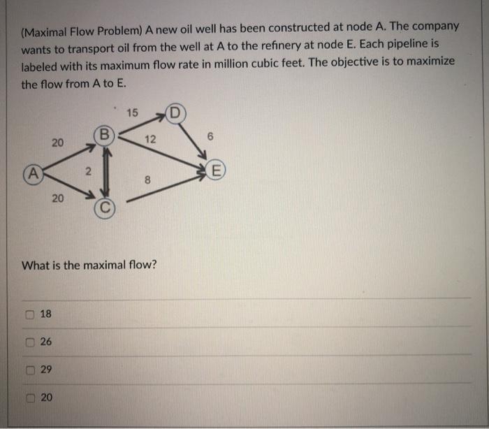 Solved (Maximal Flow Problem) A new oil well has been | Chegg.com