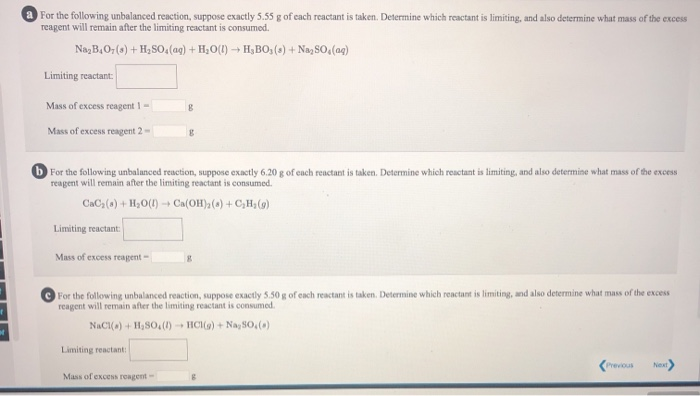 Solved A For The Following Unbalanced Reaction Suppose