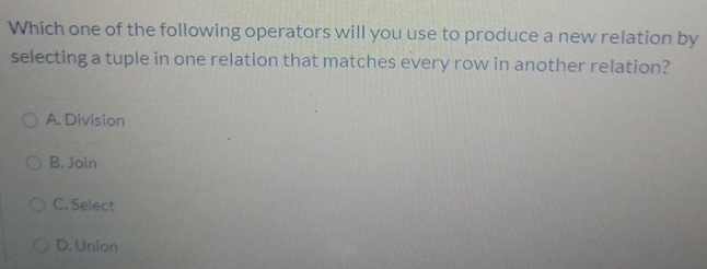 Solved Which one of the following operators will you use to | Chegg.com
