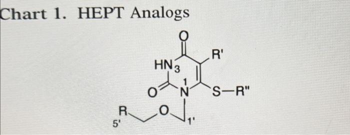 Solved Chart 1. HEPT Analogs R' HN3 N S-R" R 5' VII | Chegg.com