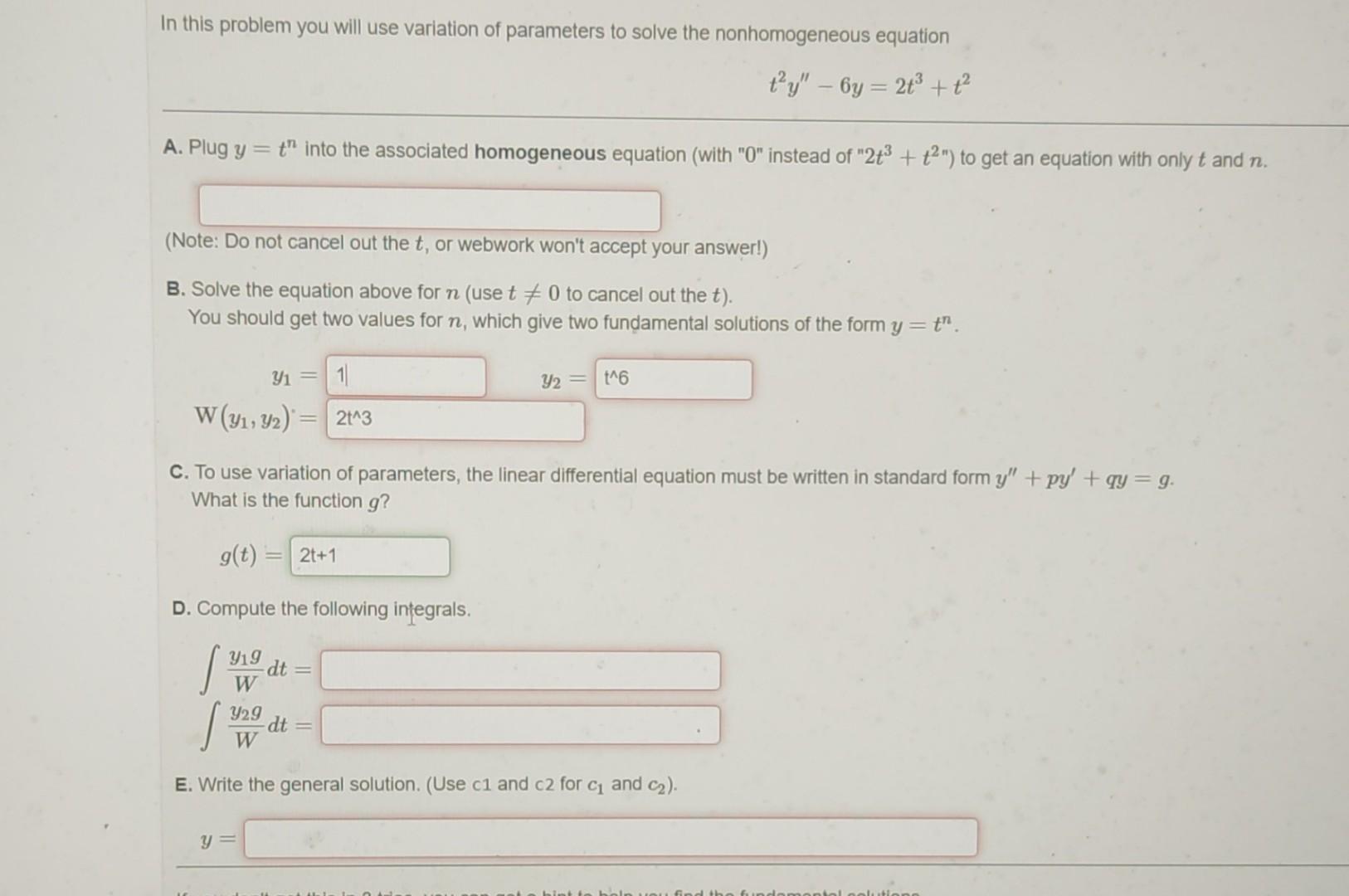 Solved In this problem you will use variation of parameters | Chegg.com