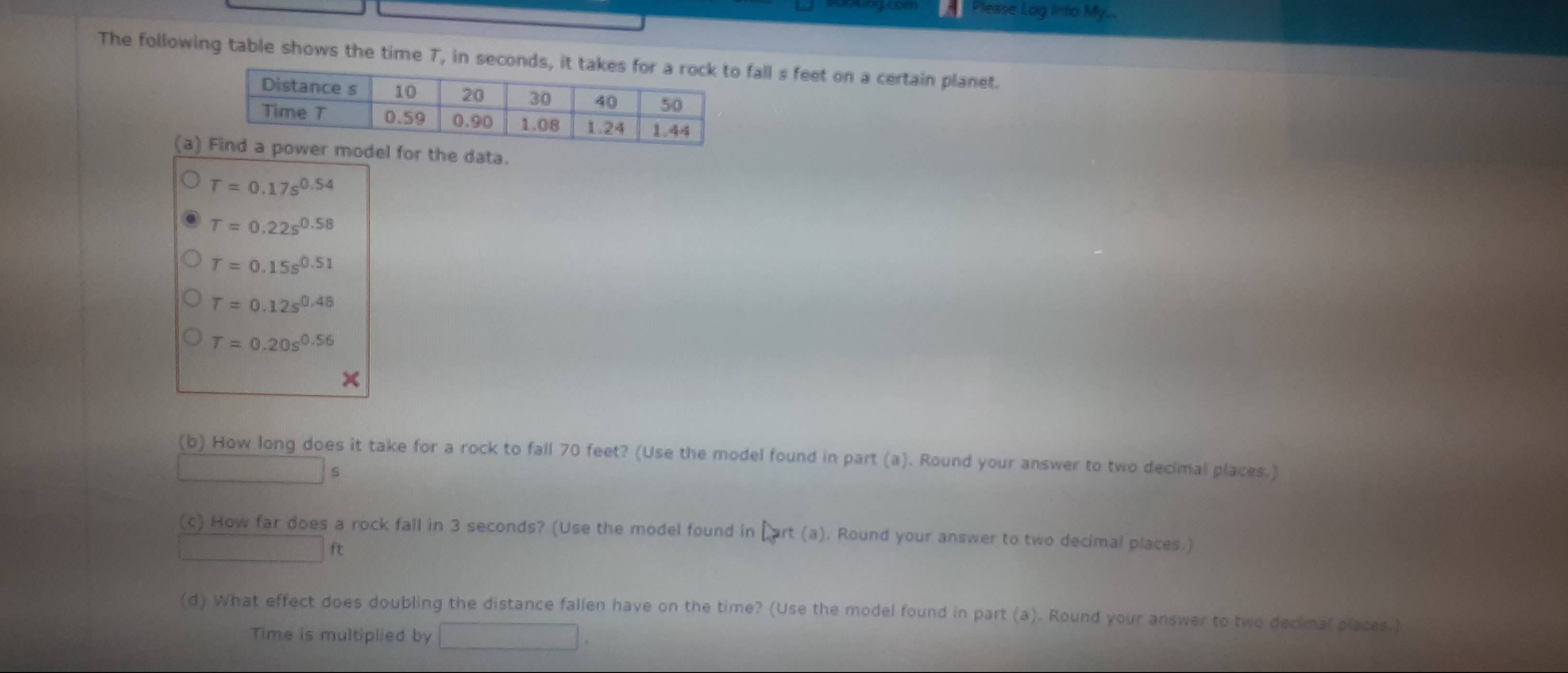 The following table shows the time T, ﻿in seconds, it | Chegg.com
